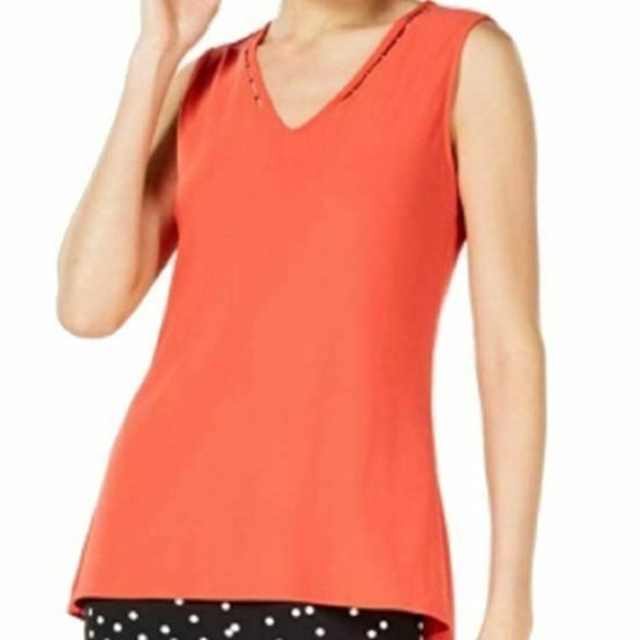 Alfani | Tops | Alfani Xl Orange Golden V Neck Tank Top 3u75 | Poshmark